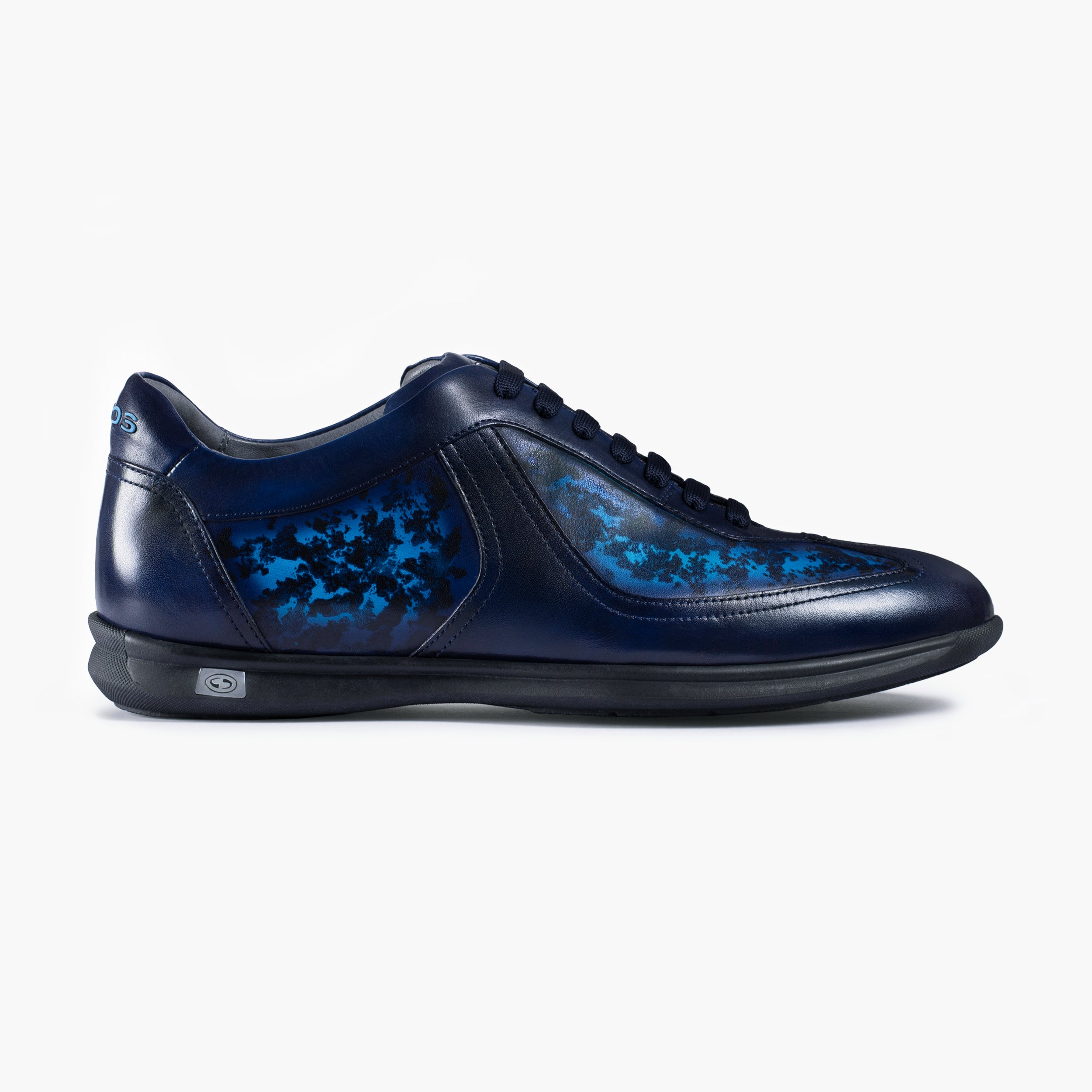 Men’s Dark & Light Blue Patina Leather Sneakers | ARMOS